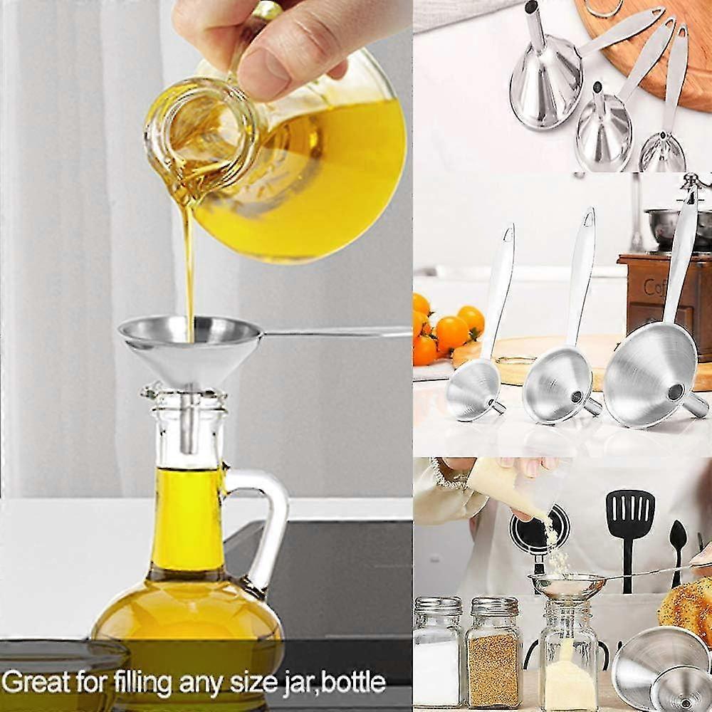 Stainless Steel Funnels,set Of 3 Small Funnels For Kitchen Metal Funnel ...