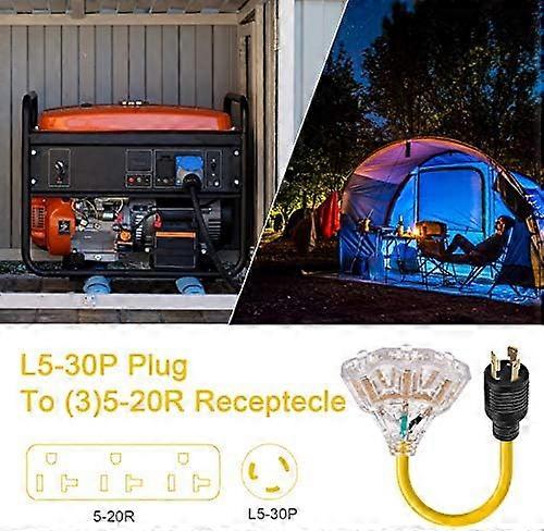 30 Amp to 110 Adapter Generator Power Cord, 3 Prong 30 Amp to 15 Amp ...