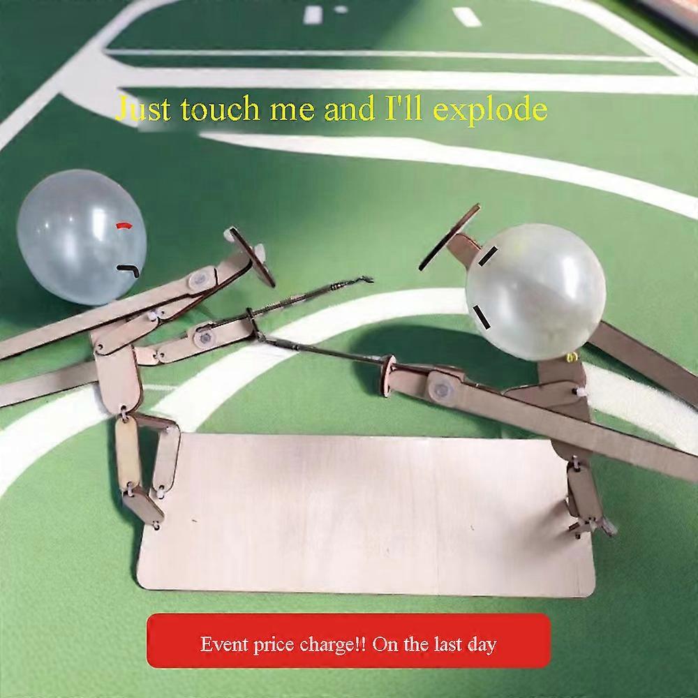 2 Players Balloon Bamboo Man Battle - Wooden Fencing Puppets With 100 ...