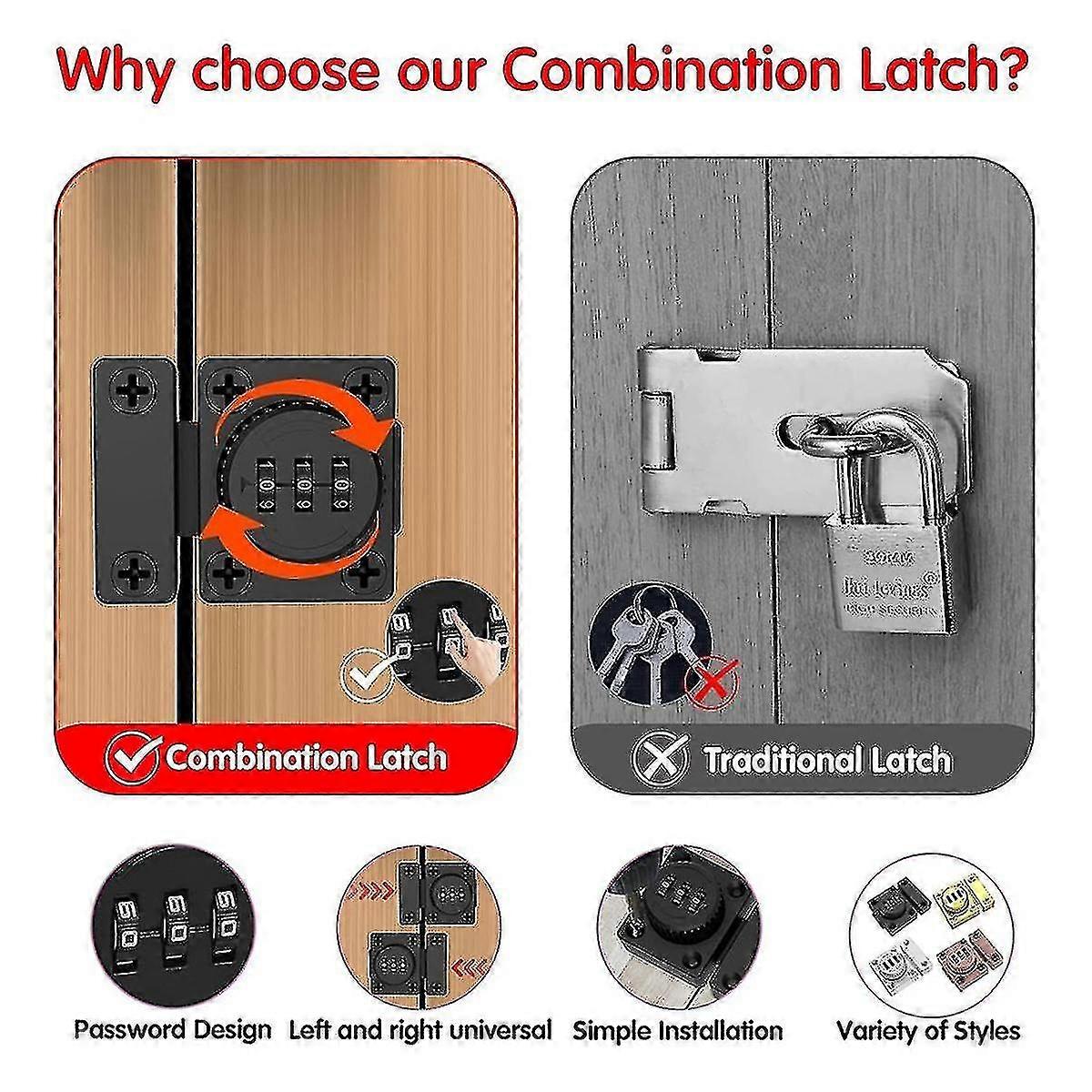 Cabinet Door Latch Keyless Combination Lock Cabinet Mechanical 3-digit ...