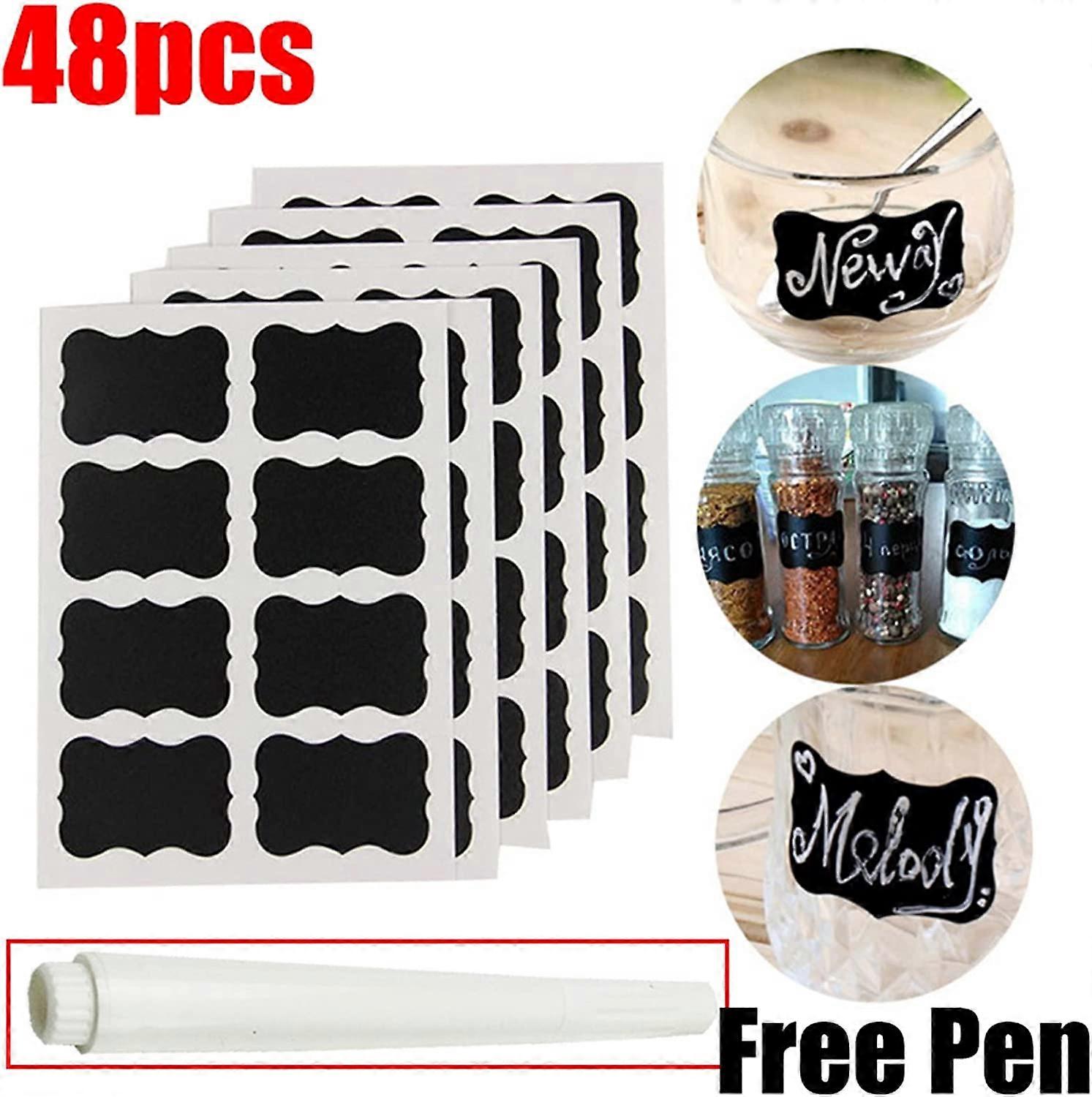 DIY 48pcs/set Waterproof Blackboard Kitchen Spice Label Stickers Home ...