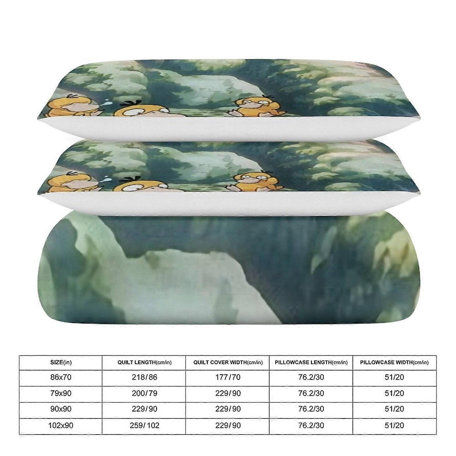 Bh52 Psyduck Bed Duvet Cover Funny Anime Cartoon Bedding Sets ...