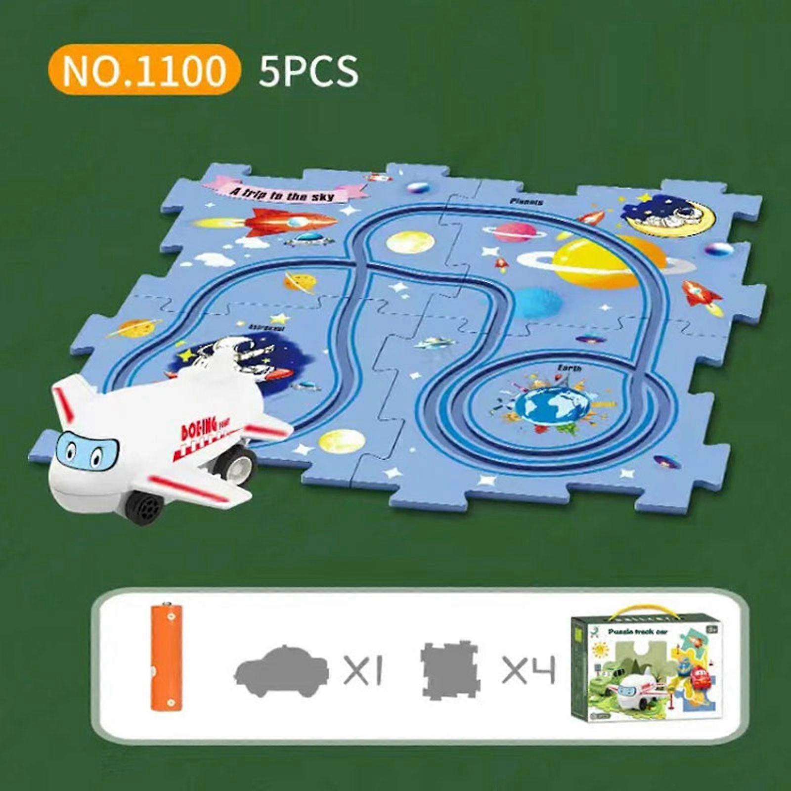 Educational Puzzle Track Car Play Set, Battery-Operated Toy Vehicle ...