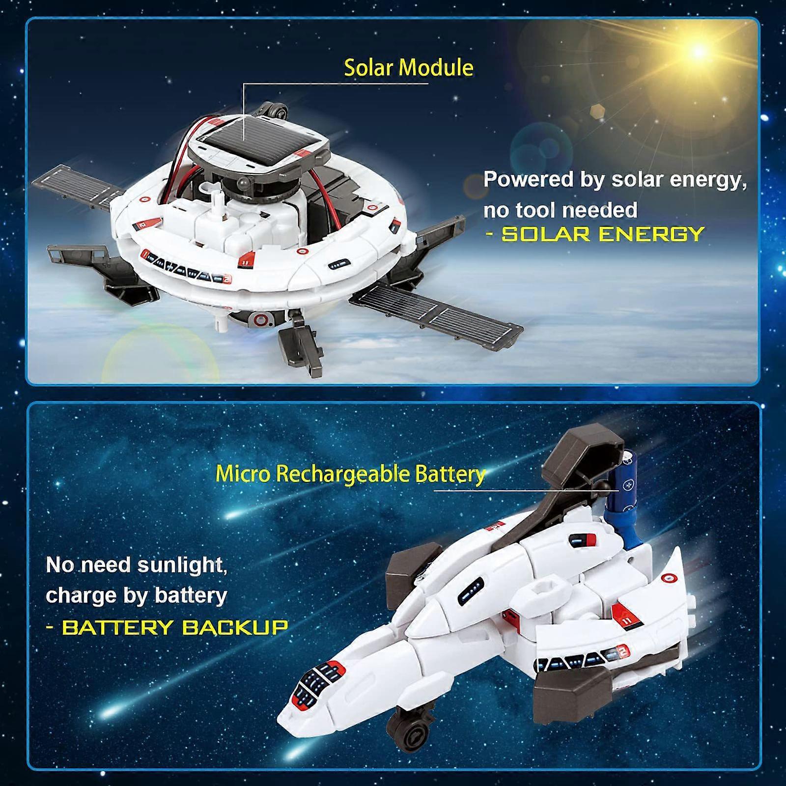 Solar Robot Toys Kit, 6-in-1 DIY Space Fleet Building Set for Kids with ...
