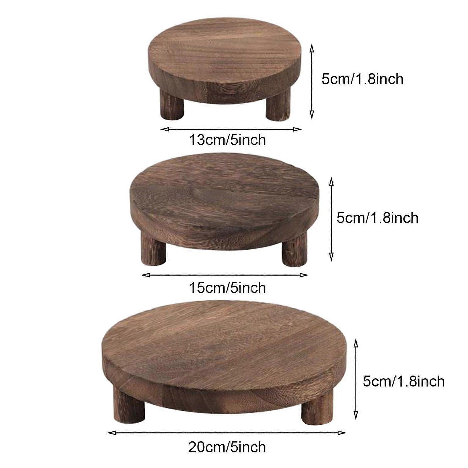 3Pcs/Set Wooden Coffee Mug Holder Decorative Round Stool Pedestal ...