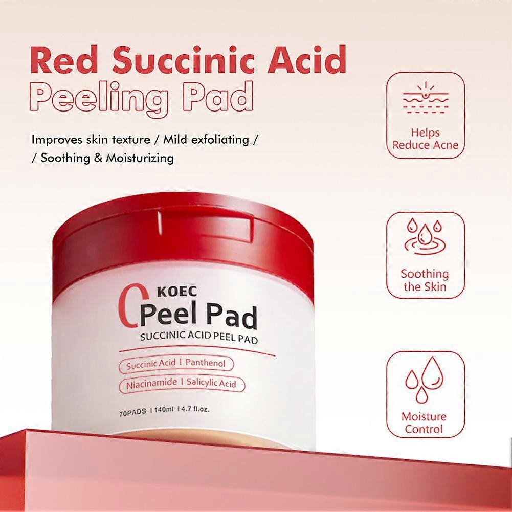 70pcs Red Succinic Acid Toner Pads Exfoliating Pads for Anti-Acne ...