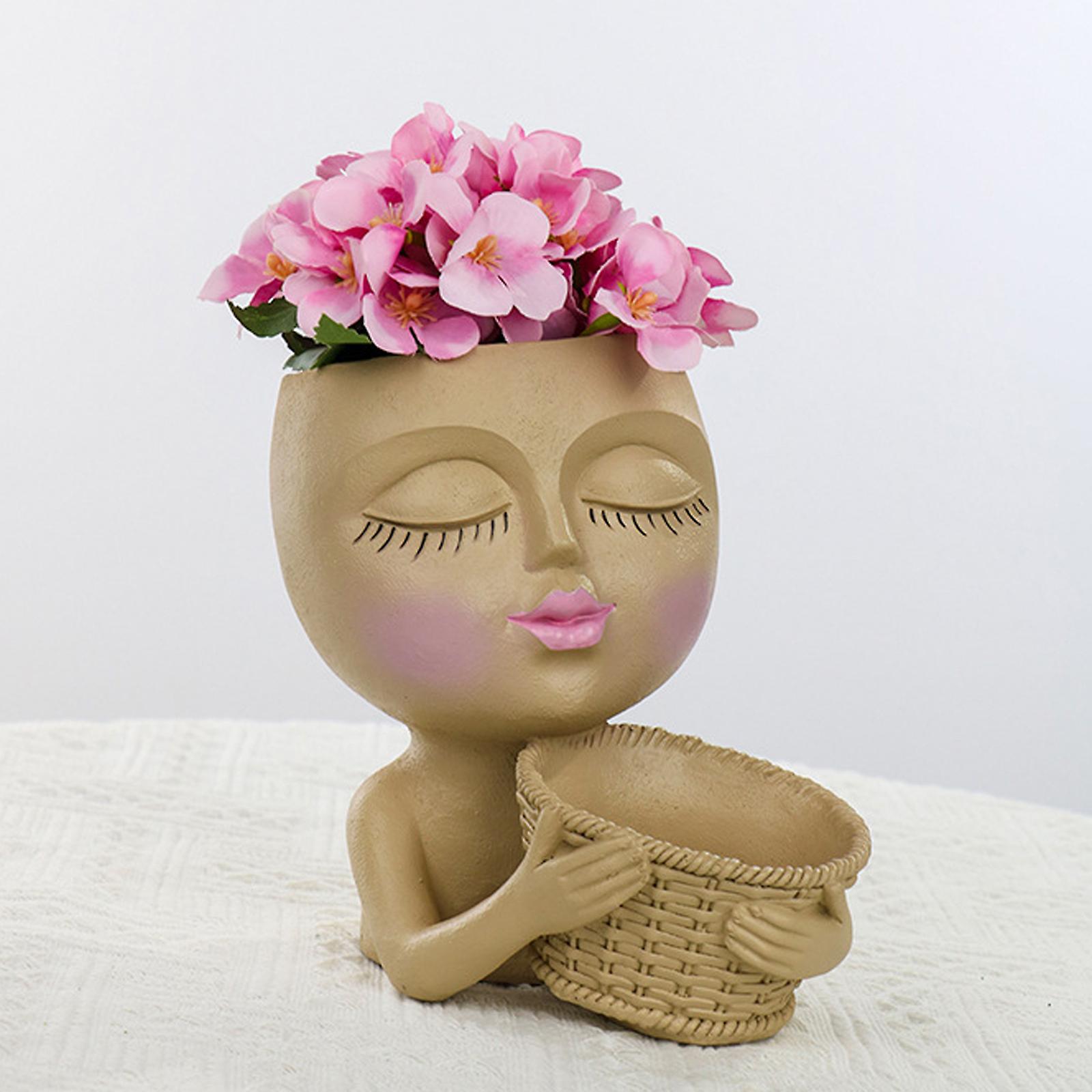 Lady Faces Plant Pots, Female Art Vase for Indoor Outdoor Plants, Small ...