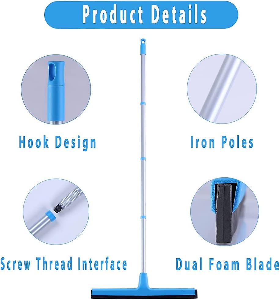 Long Handle Floor Wiper - 50 Inch Adjustable Foam Wiper Magic Broom For ...