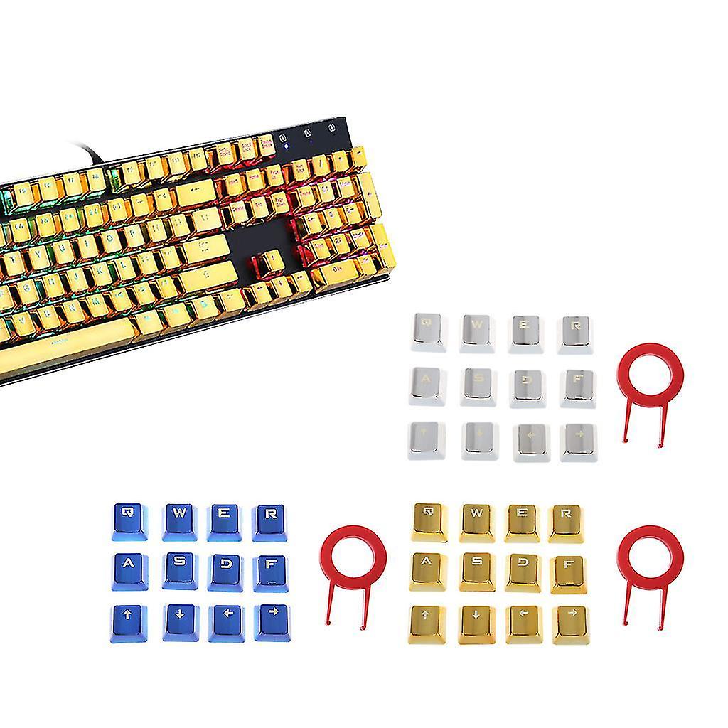 12 Keycaps Metal Coating Pbt Diy With Keycap Puller For Mechanical ...