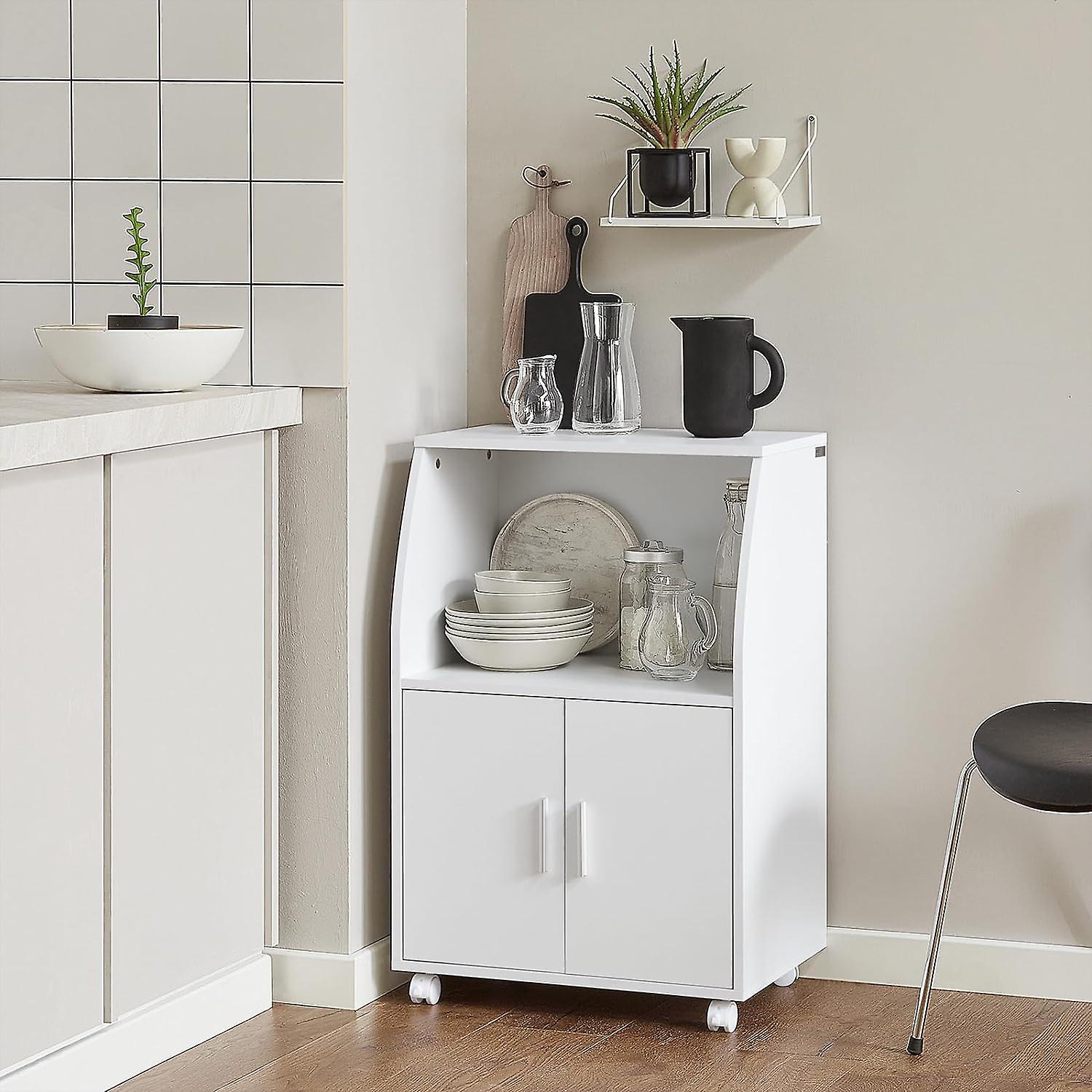 SoBuy White Wood Wheeled Kitchen Storage Locker Unit FRG241-W | Fruugo DK