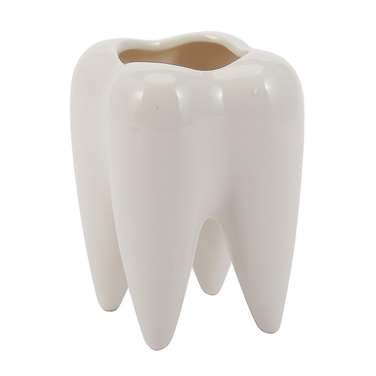 Tooth Shape White Ceramic Flower Pot Modern Design Planter Teeth Model ...
