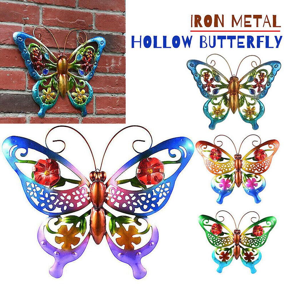 Metal Hollow Butterfly Sculpture Wall Art Outdoor Patio Home Tree ...