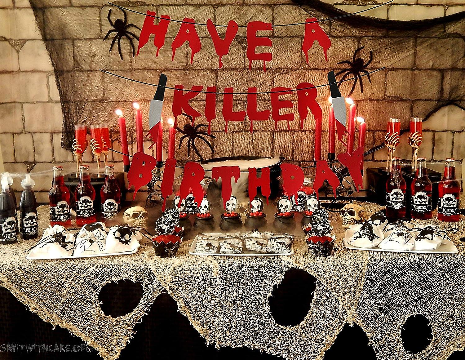 Have a Killer Birthday Party Banner, Halloween Horror Birthday Party ...