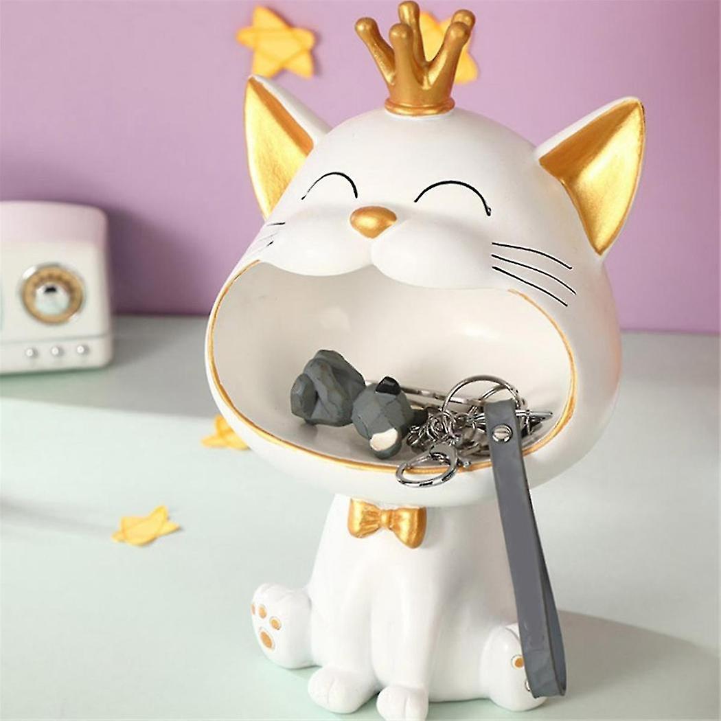 Laughing Cats Statue Key Bowl For Entryway Table Storage Bowl Tray Big ...