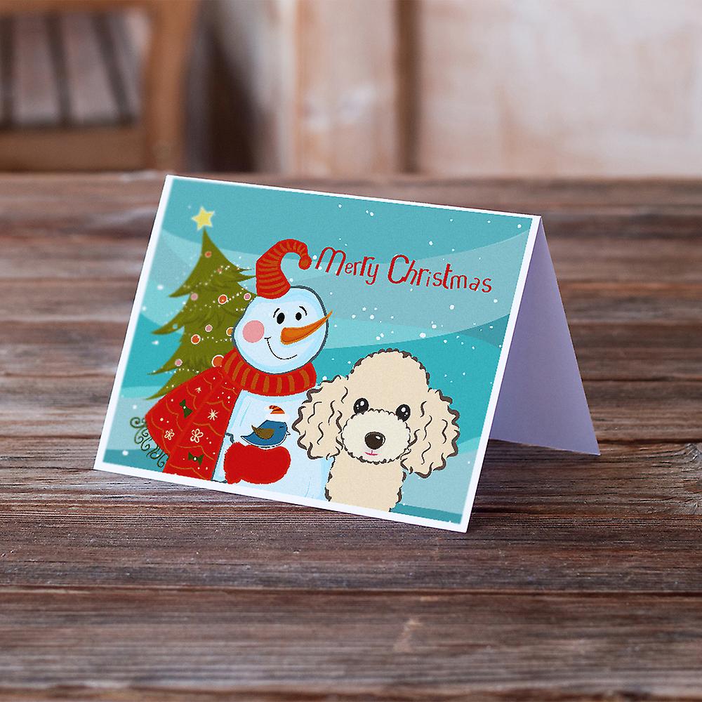 Snowman with Buff Poodle Greeting Cards and Envelopes Pack of 8 | Fruugo UK