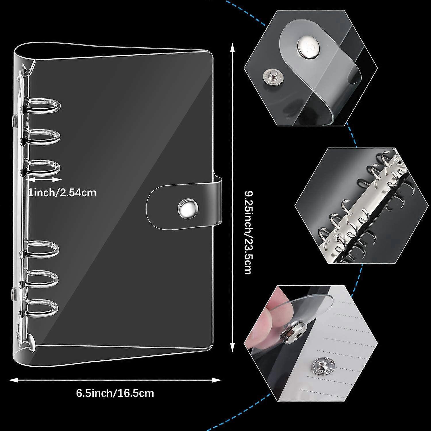 6 Pcs Clear A5 Binder Transparent Soft PVC Binder Cover Loose Leaf ...