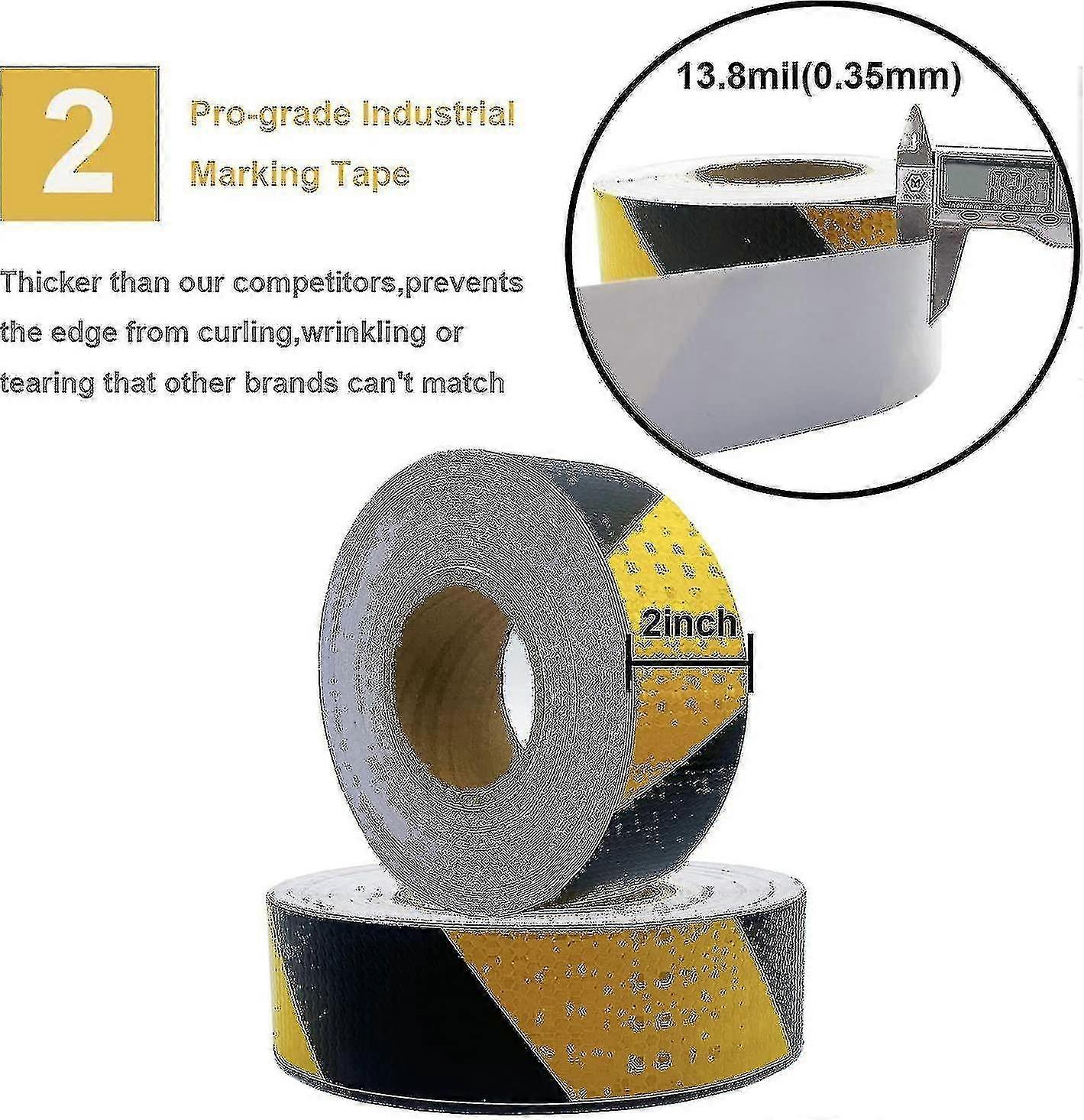 Waterproof Reflective Safety Tape Roll 5cm*25m Yellow Black Striped ...