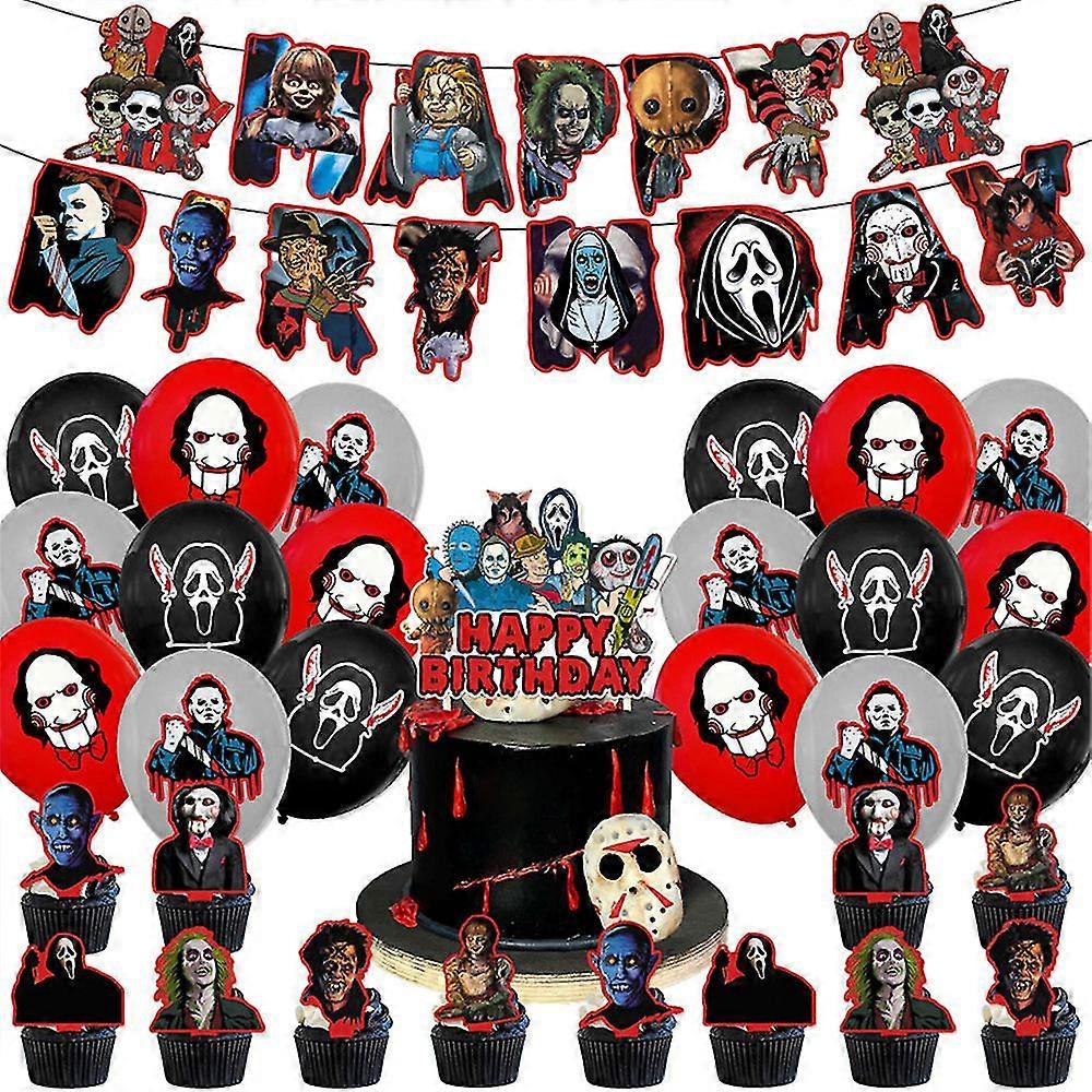 Horror Movie Theme Birthday Party Decorations, Happy Birthday Banner ...