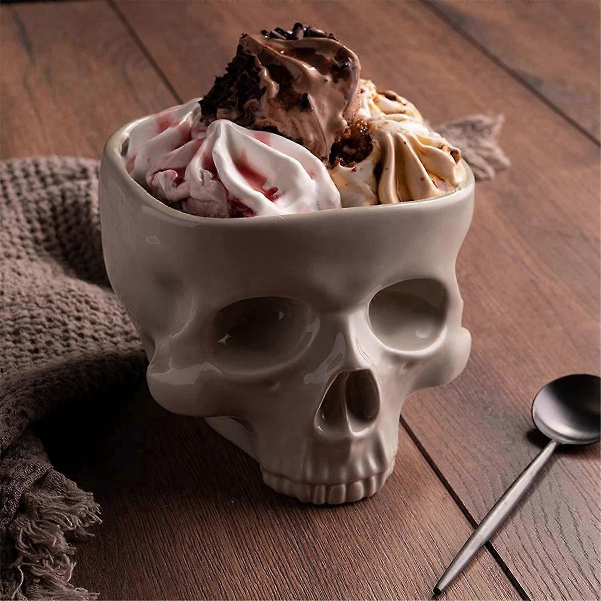 Retro Tabletop Decor Porcelain Gothic Skull Pasta Bowl Halloween ...
