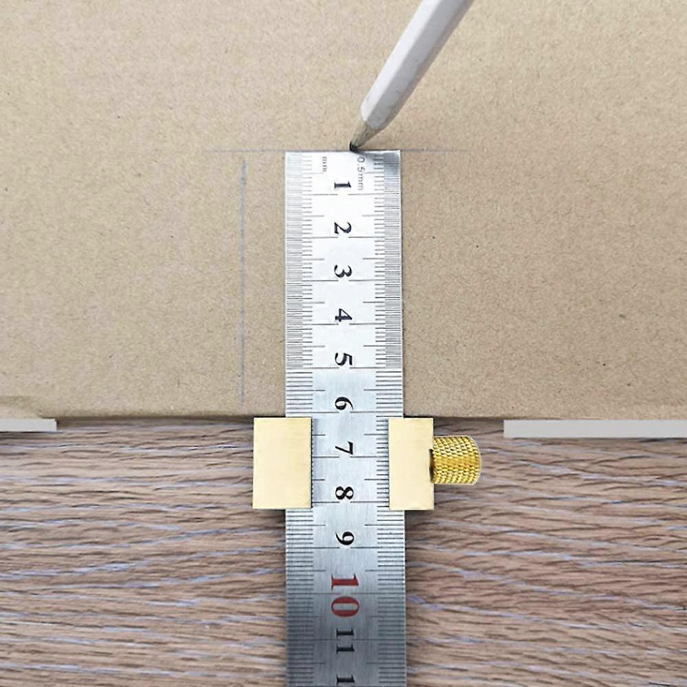 ZK- Ruler tool brass steel ruler wooden positioning block line locator ...