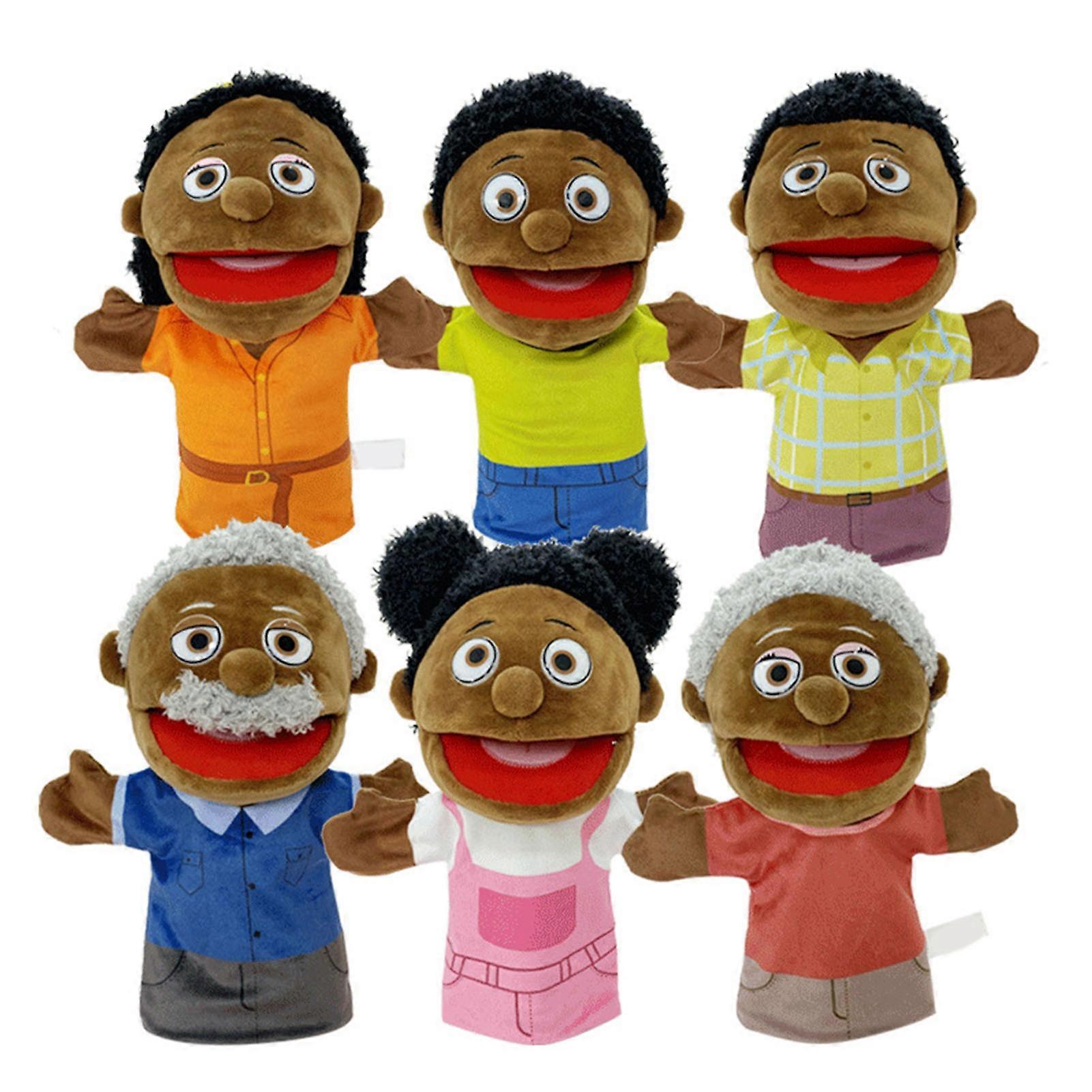 Hand Puppet Doll Black African Grandparents Parents Son Daughter Family ...