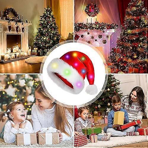 LED Hat funny hat Plush Santa Hat Light Up Funny Hats for Kids Adults ...