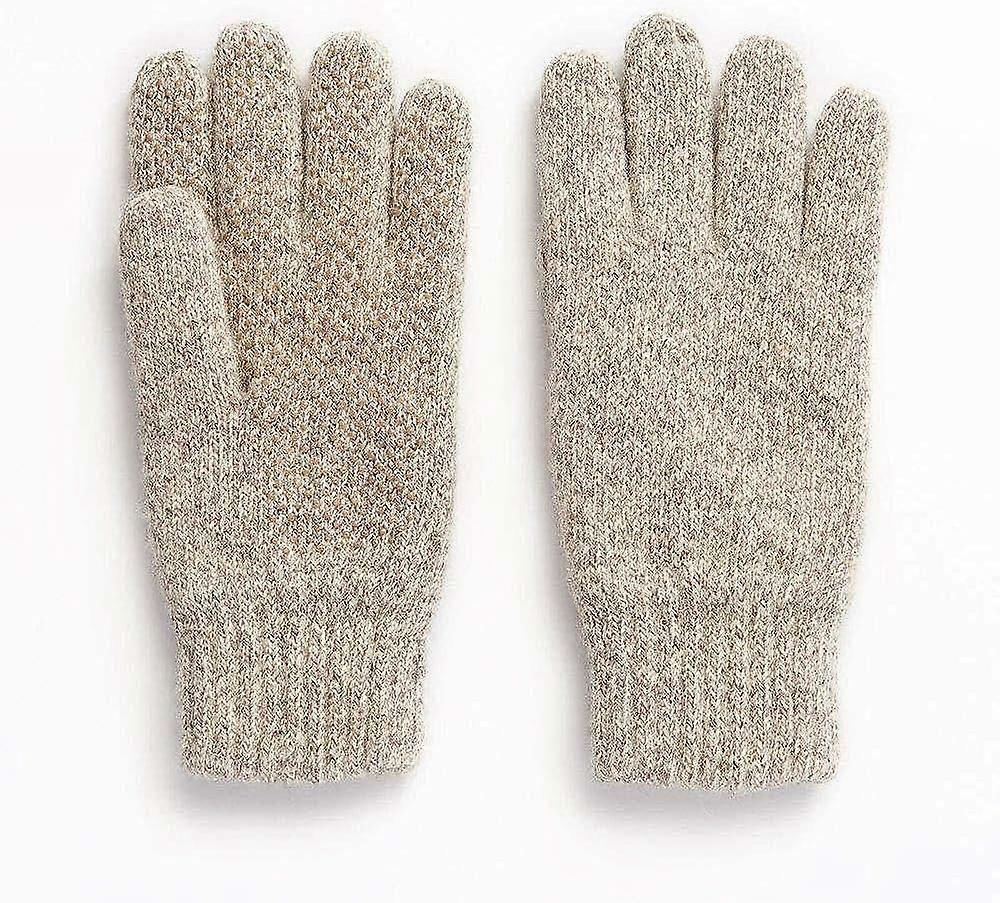 Mens Ragg Wool Full Finger Gloves Oatmeal Insulated for Cold Outdoor ...