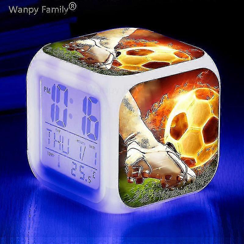 Football Alarm Clocks Kids Room 7color Changing Multifunction Touth ...