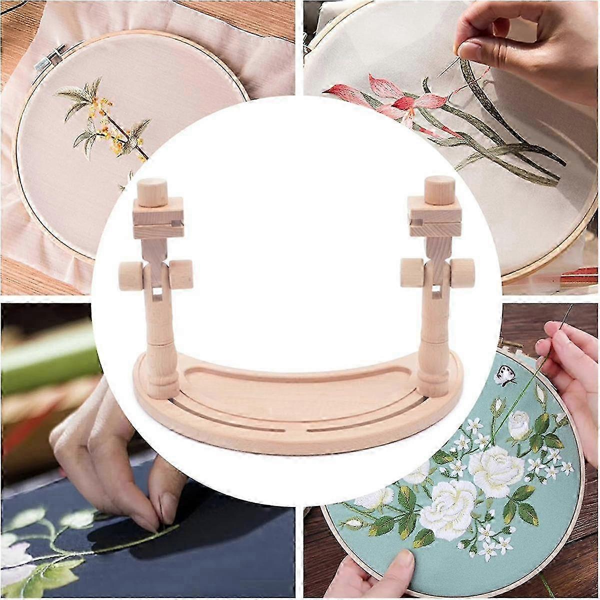 Adjustable Embroidery Stand, Rotated Stand Beech Wood Embroidery Hoop ...