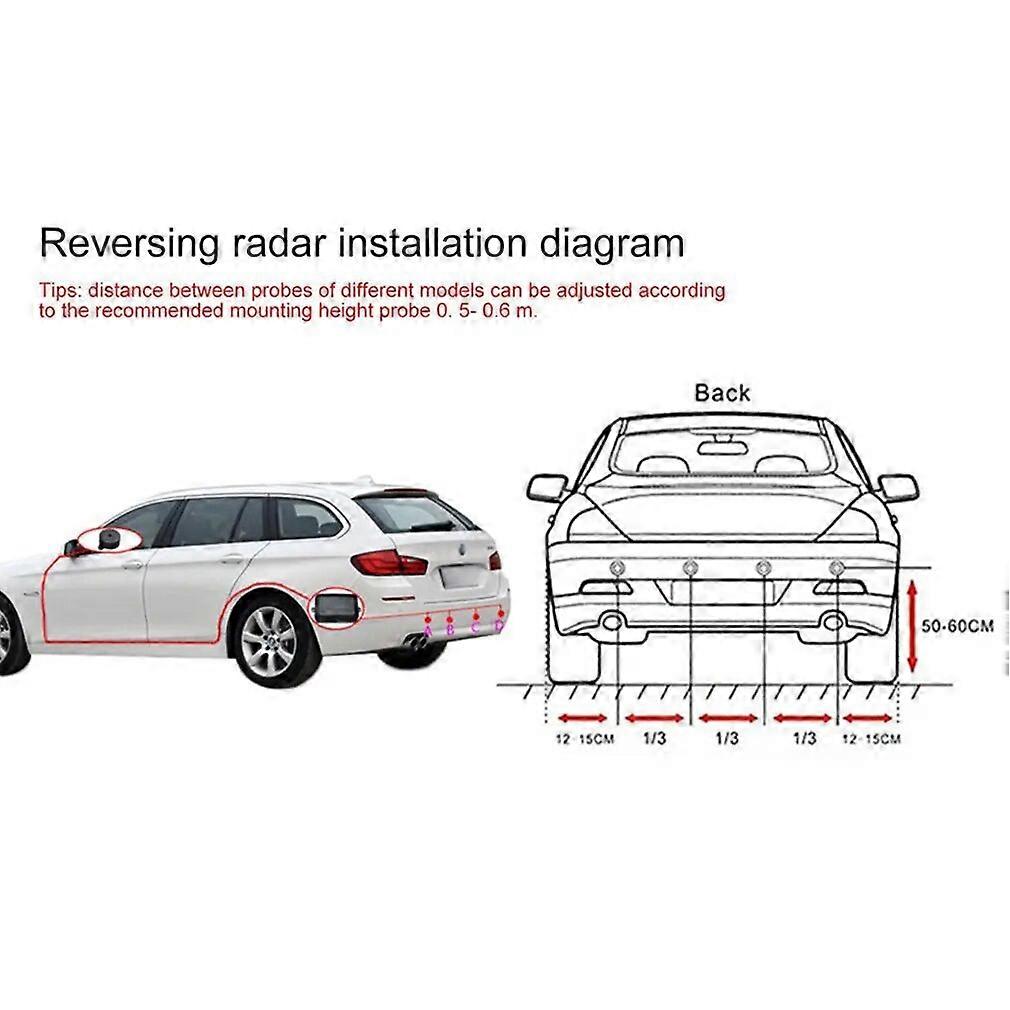 12V Car Parking Sensor Kit Reverse Backup Radar Alert Indicator Probe ...