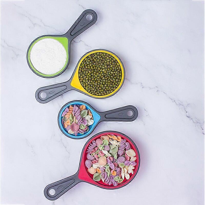 4-8PCS Set Measuring Cup Folding Measuring Spoon Set Coffee Sugar Scoop ...