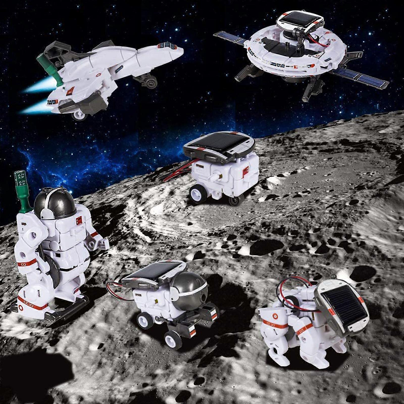 Solar Robot Toys Kit, 6-in-1 DIY Space Fleet Building Set for Kids with ...