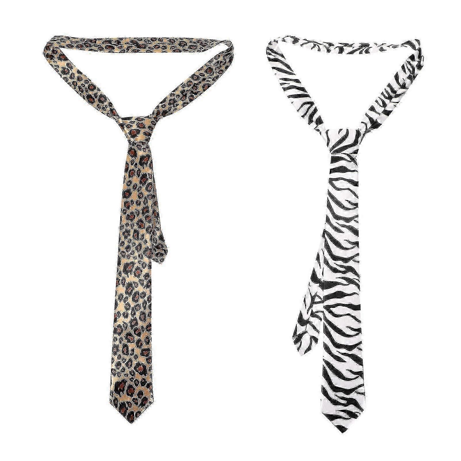 Pack Of 2 Men's Animal Print Ties Cool Cheetah Leopard Zebra Tie-Good ...