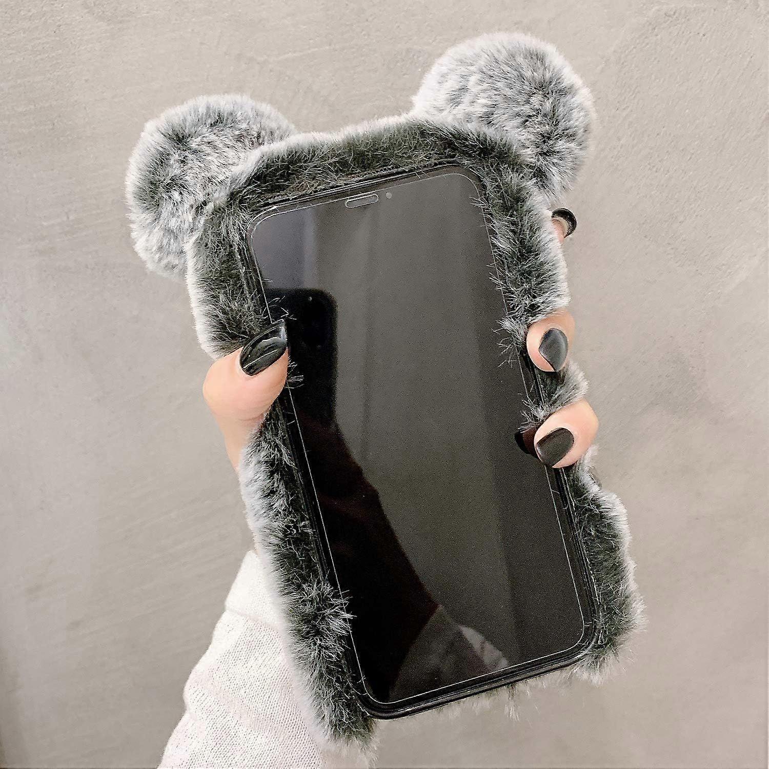 SBSG Plush Furry Case for iPhone 13 Mini, Fuzzy Fluffy Ball Rabbit Fur ...