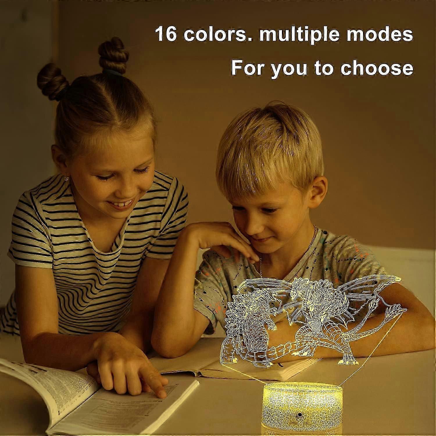 Godzilla vs Three-Headed Dragon King Ghidorah 3D Night Light, 16 Color ...