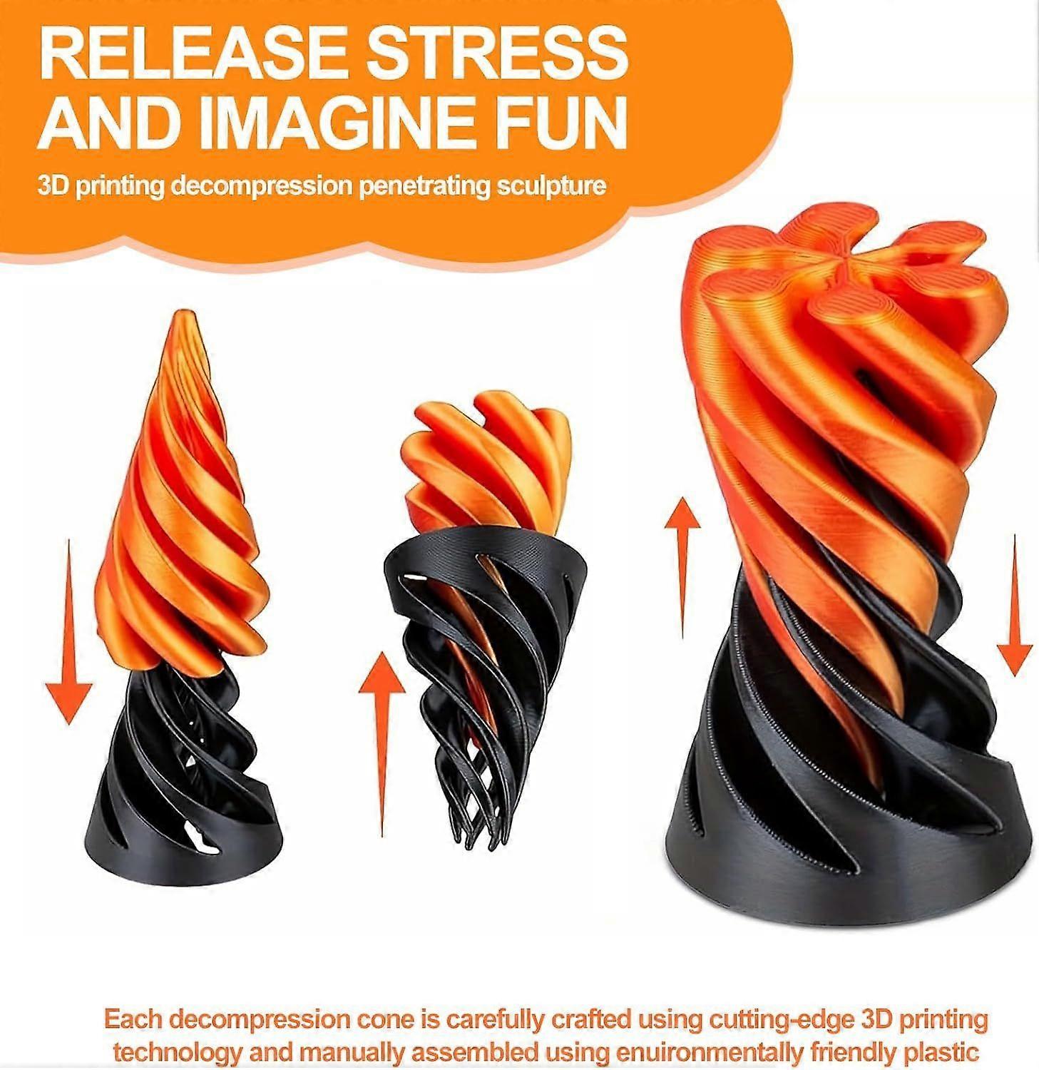 3Pcs Impossible Cone Pyramid Passthrough Toy, 3D Printed Spiral Cone Fidget Toy, Mini Vortex ...