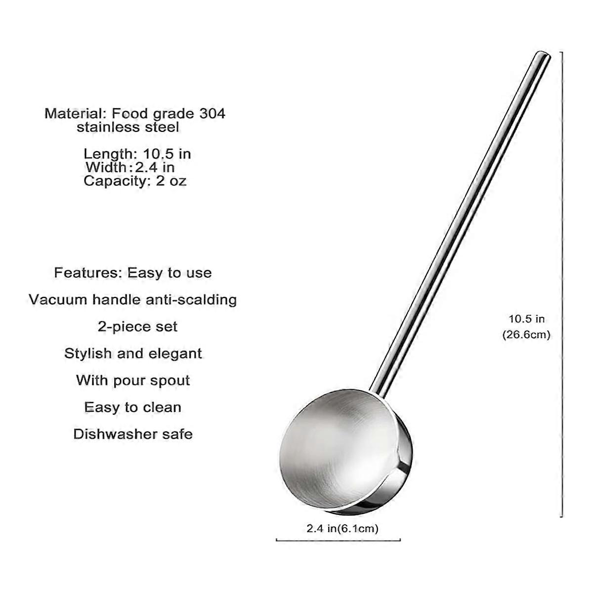 Small Soup Ladle Stainless Steel Metal Deep Spoon with Pour Spout 2 Oz ...