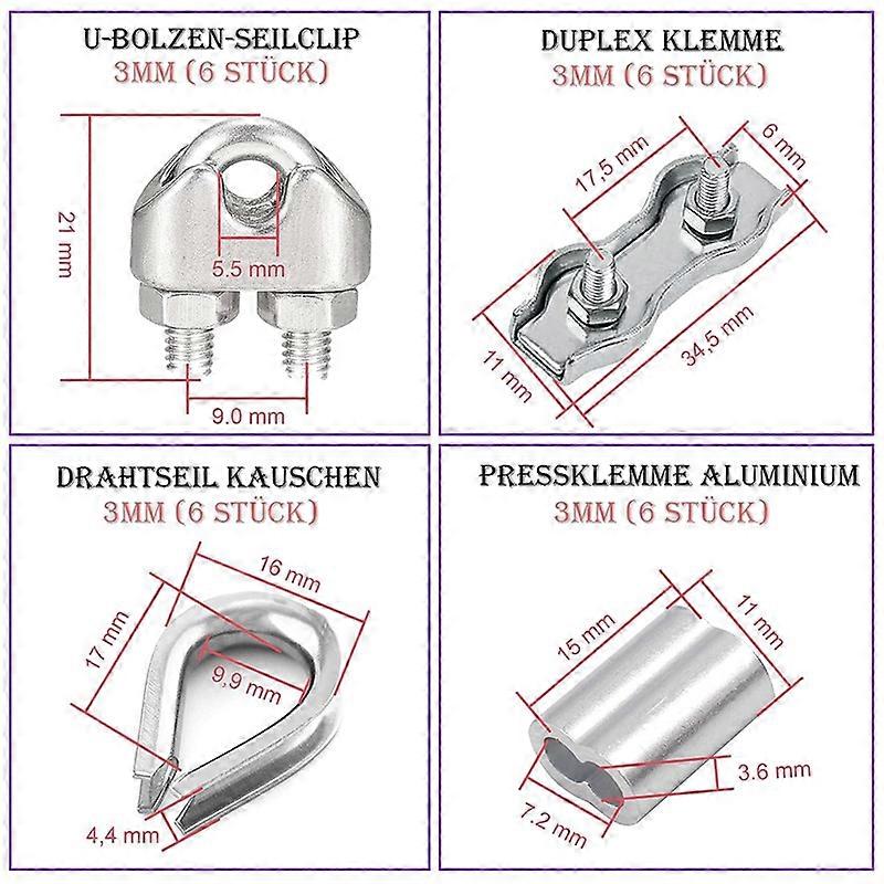 30 turnbuckle M5 wire tensioner set with turnbuckle wire rope clamp ...