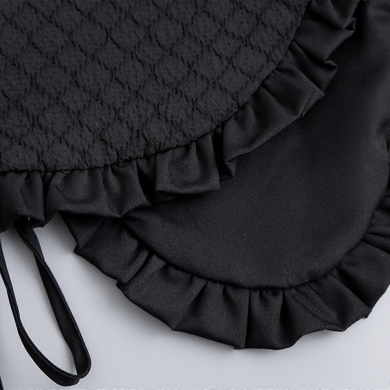 Women Ruffled Trim Faux Collar Diamond Textured Small Shawl Wrap ...