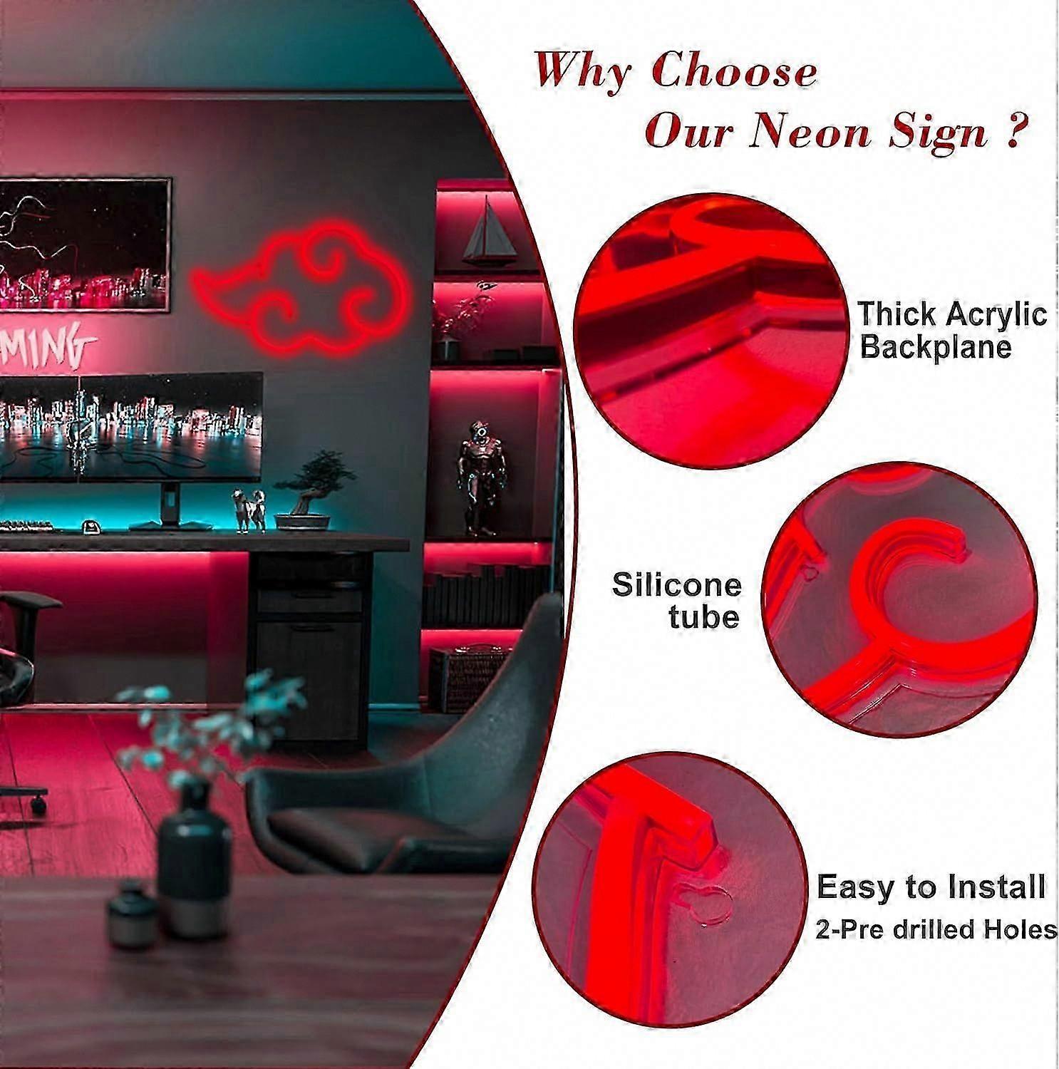 Anime Cloud Neon Sign, Anime Neon Sign Light for Wall Decor, Gaming ...