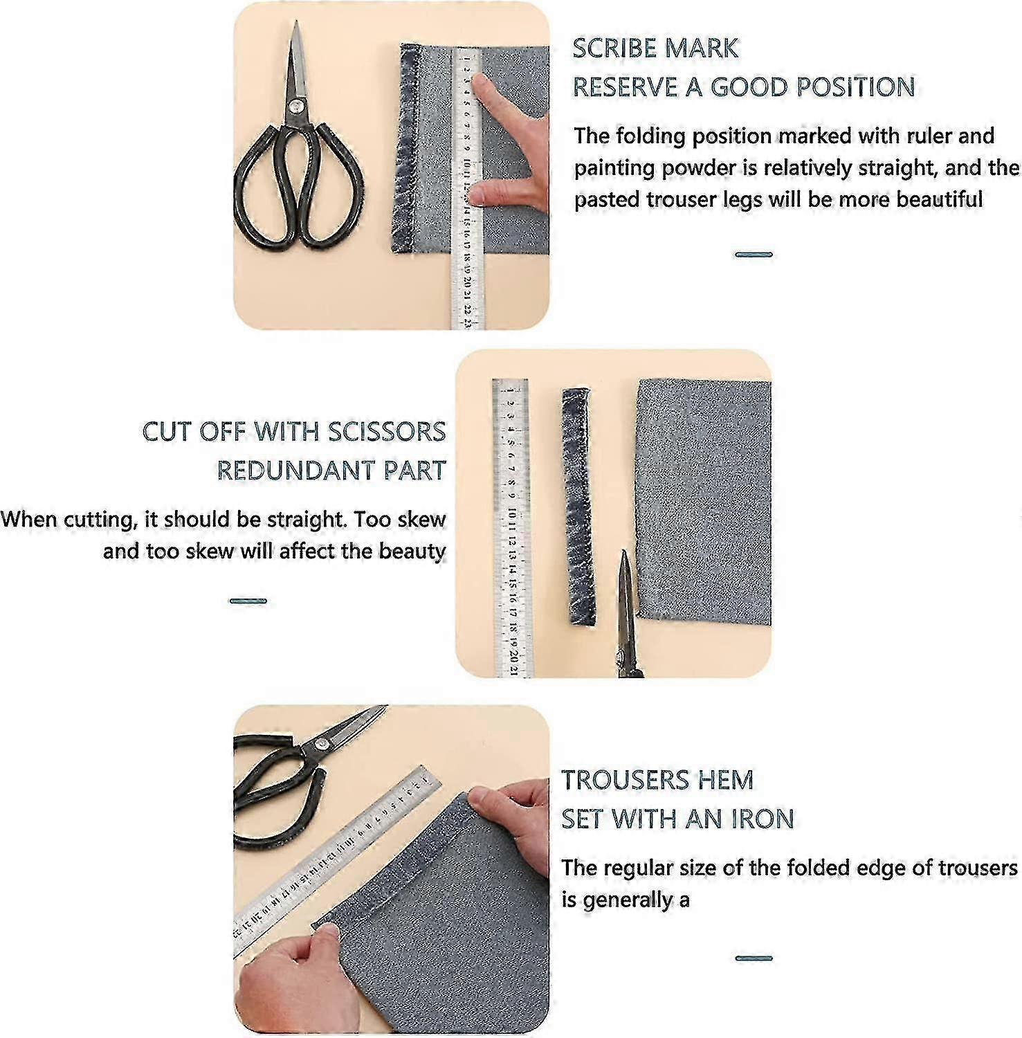 Adjustable Self-Adhesive Hem Tape for Trousers Cuffs, Iron-On Removable ...