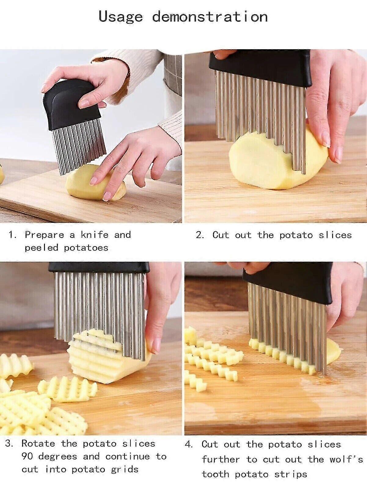 Fry Potato Cutter Slicer Stainless Steel Cut Waffle Slices Adjustable ...