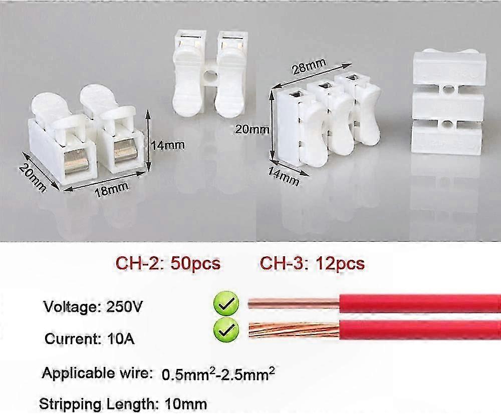 Self-Locking Wire Connectors, 62-Pack Press-Type Spring Terminals for ...