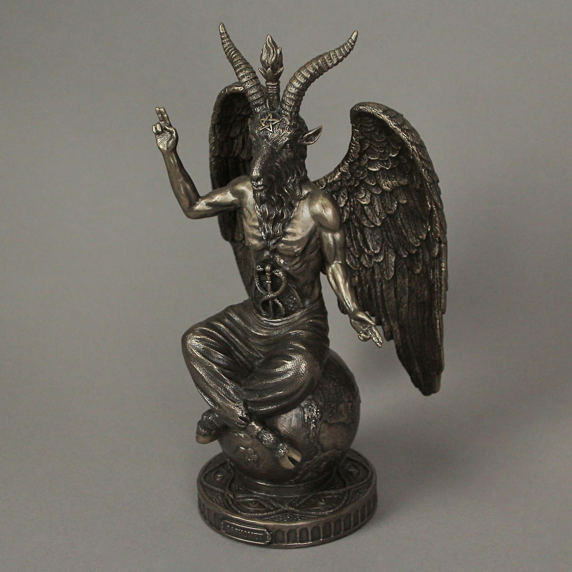 Baphomet Sabbatic Goat Idol Sitting On Globe Statue Satanic Occultic ...