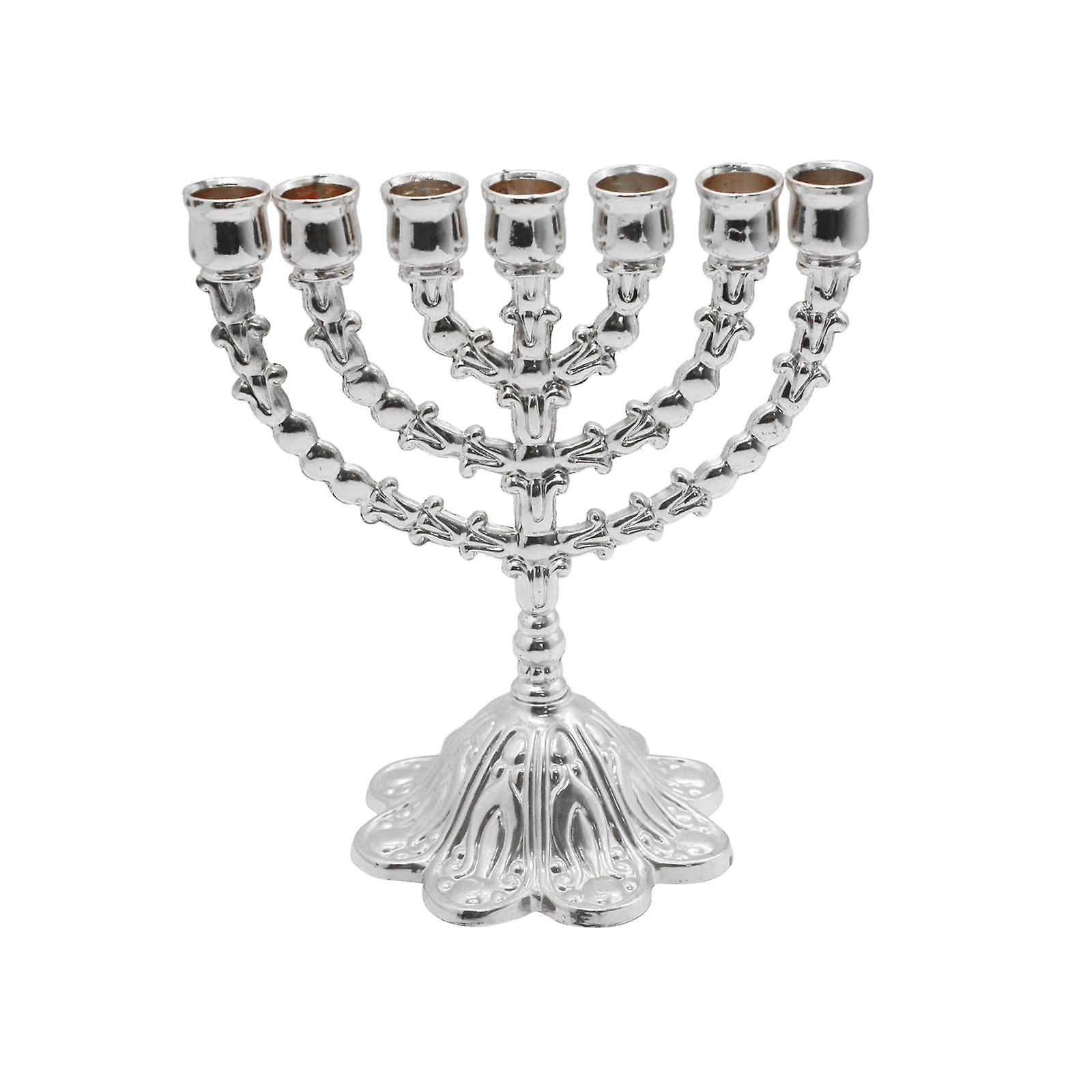 Hanukkah Menorah Jewish Candle Holder 7 Branches Candlestick Tealight ...