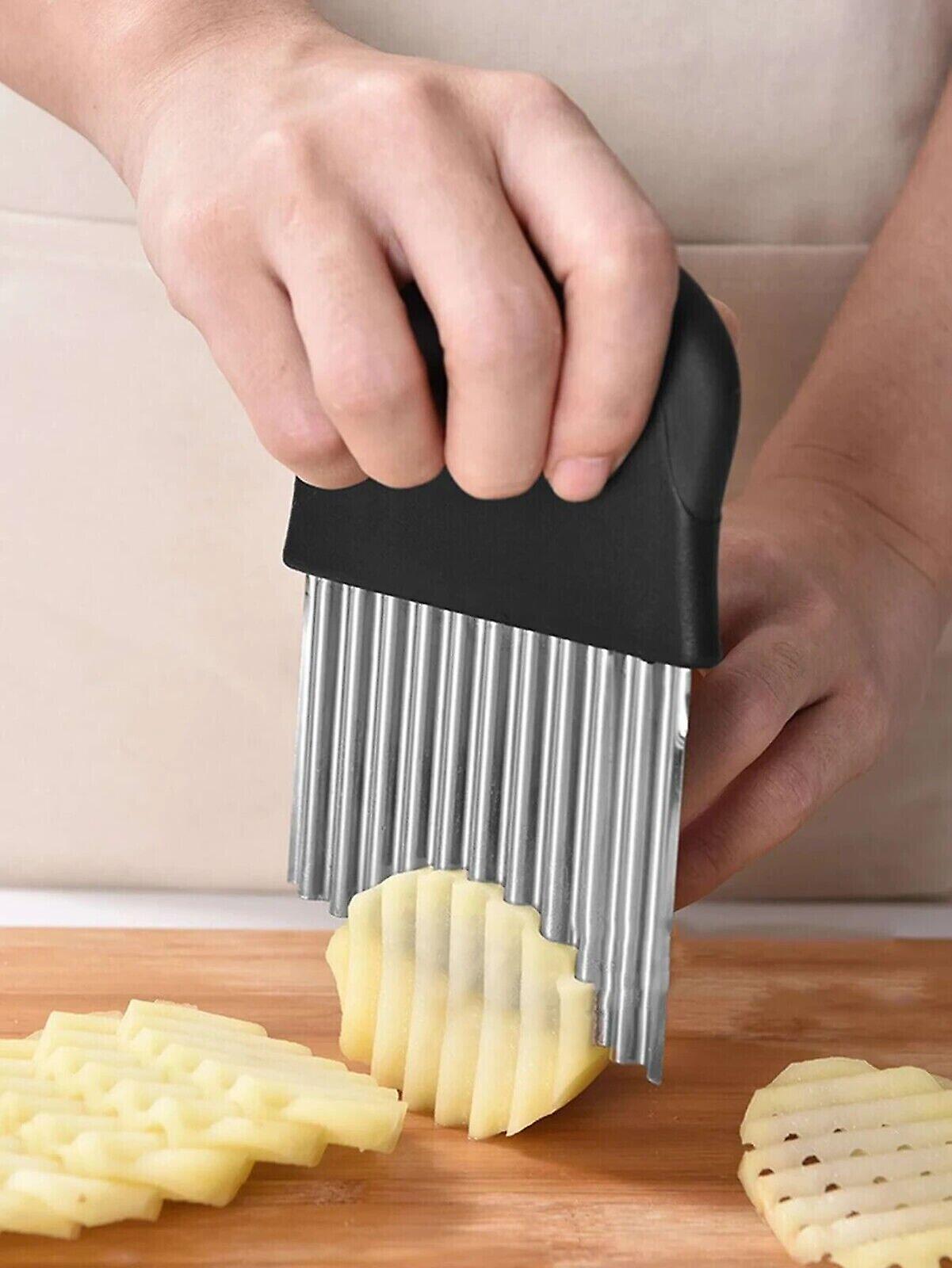 Fry Potato Cutter Slicer Stainless Steel Cut Waffle Slices Adjustable ...