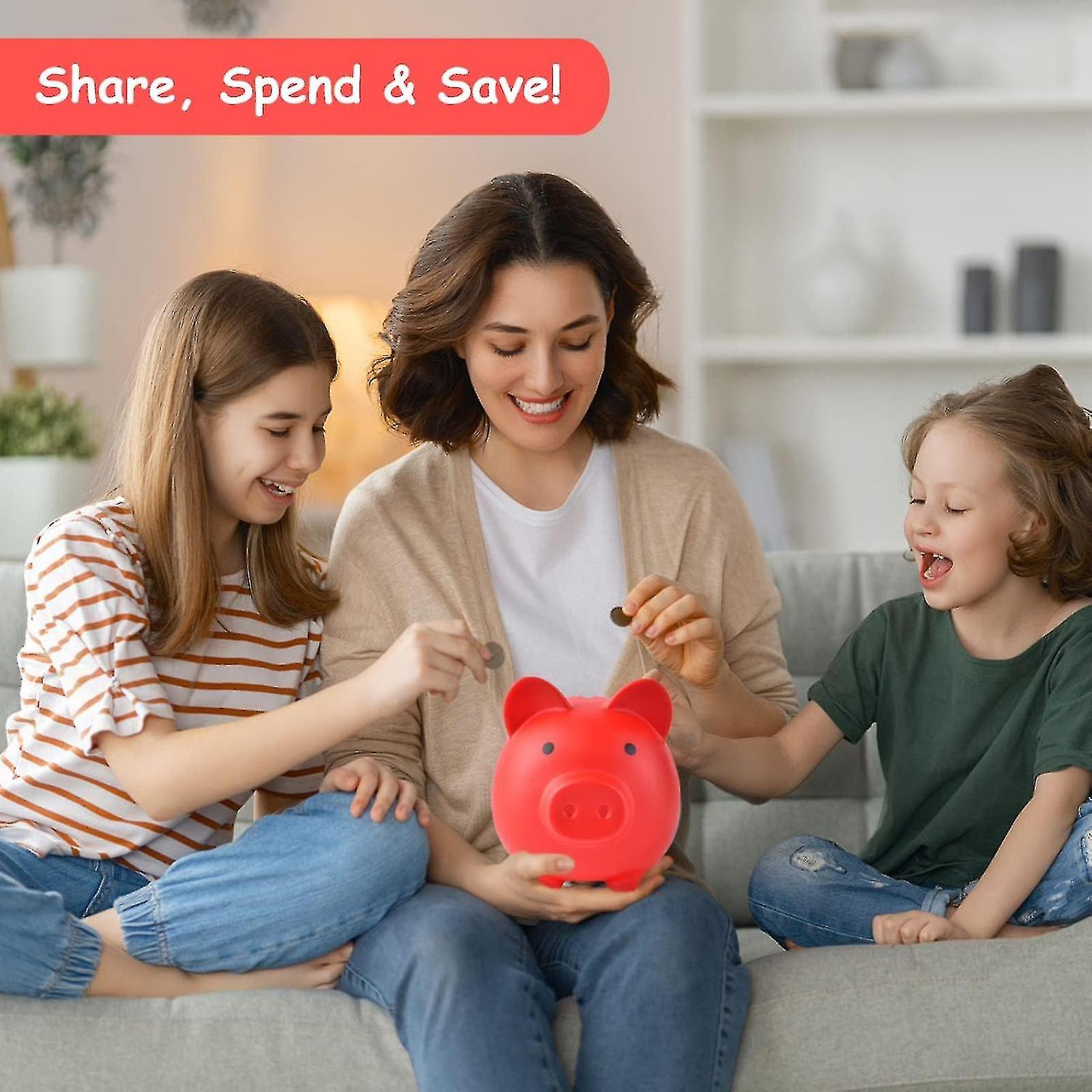 Large Piggy Bank, Unbreakable Plastic Money Bank, Coin Bank For Girls ...