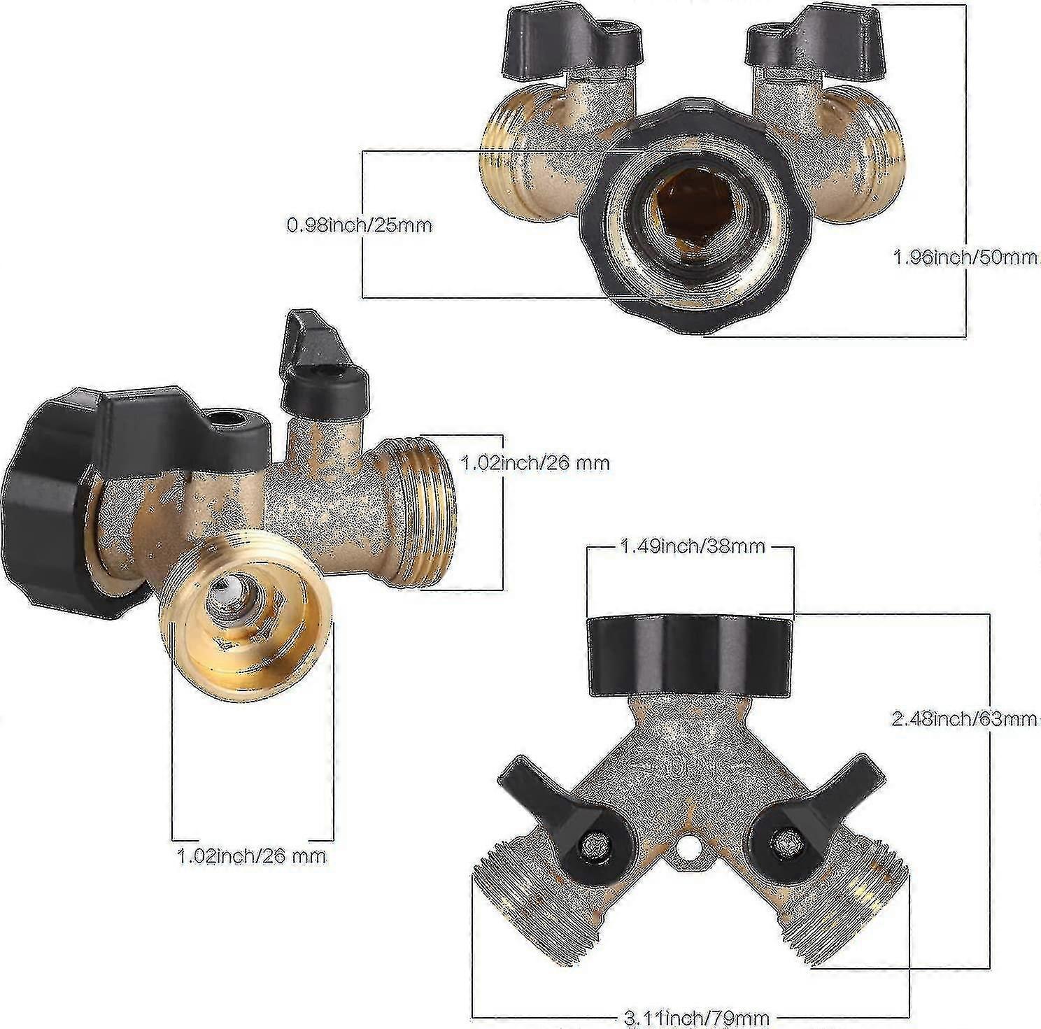 Double Washing Machine Faucet, Brass Garden Faucet Splitter, Y ...