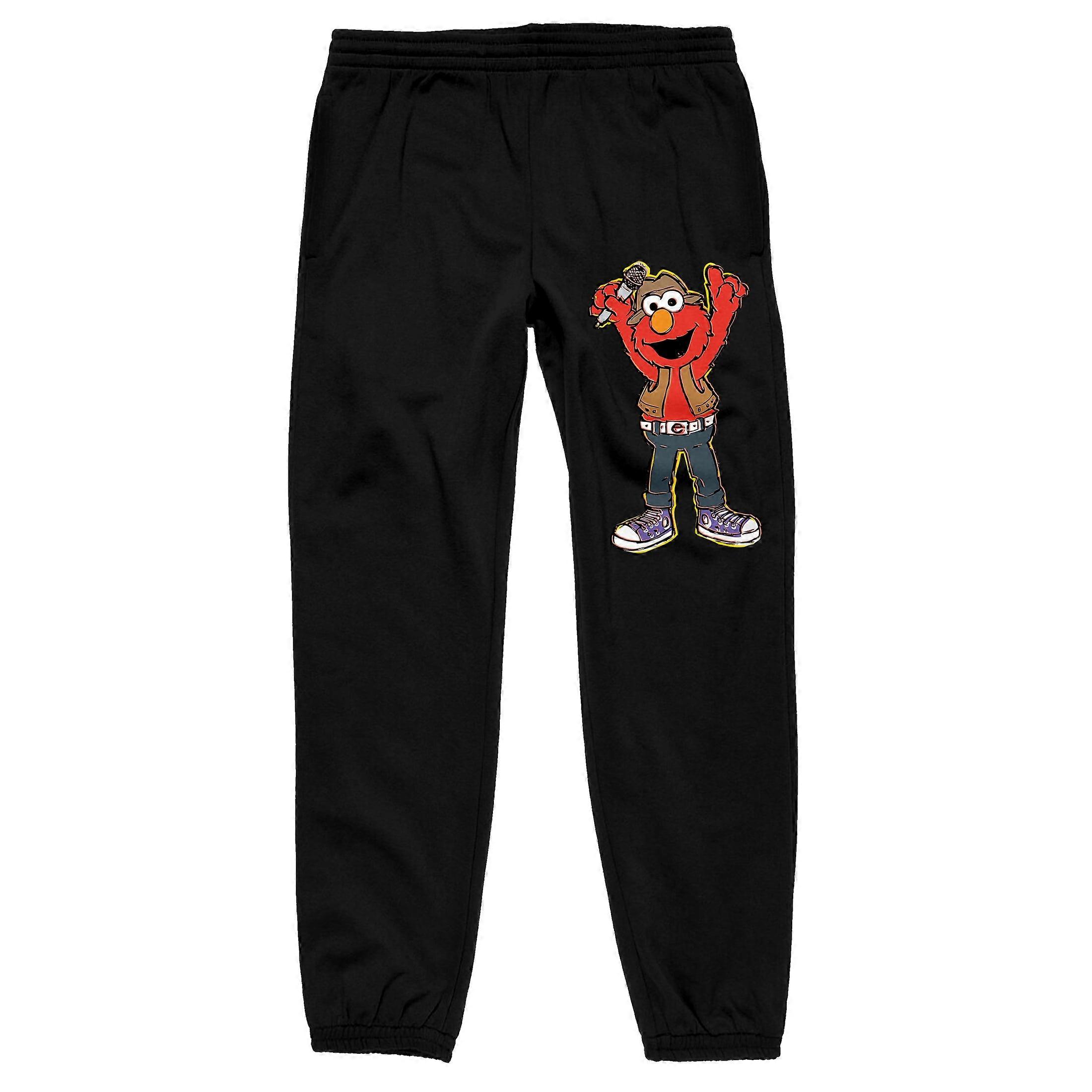 Sesame Street Elmo Holding Microphone Men's Black Graphic Sweatpants ...