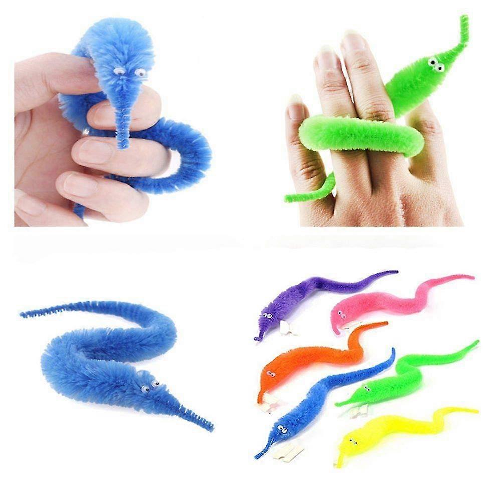 Set of 12 Magic Twisty Wiggly Worms Toy Fuzzy Plush Stress Relief ...
